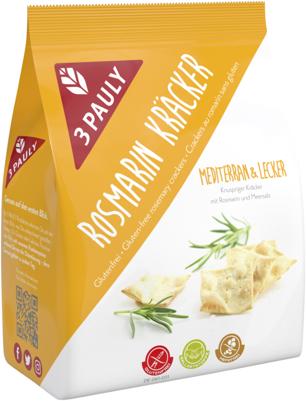 3 PAULY Rosmarin Kräcker, glutenfrei, 125 g 3 PAULY Alle Produkte Snacks