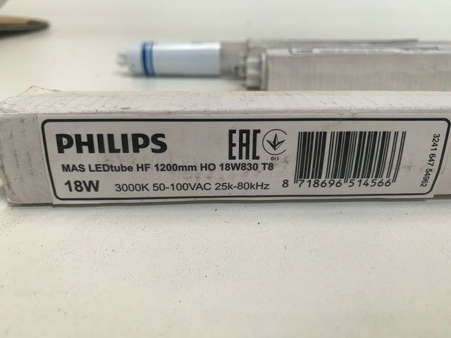 4x Philips EAC MAS LED Tube HF 1200mm HO 18W830 T8 3000K 50-100VAC ...