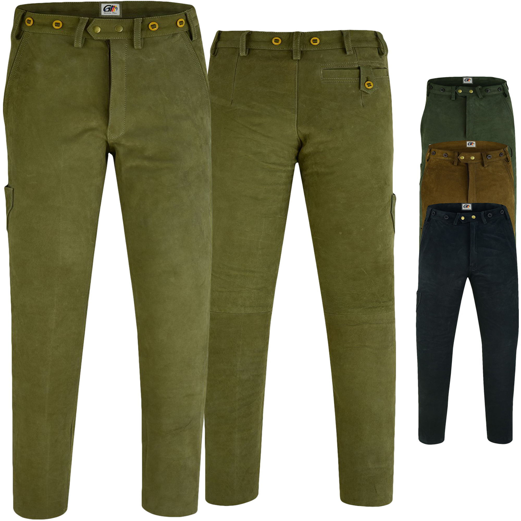 Long Hunting Traditional Leather Trousers Hunter Trousers Nubuck ...