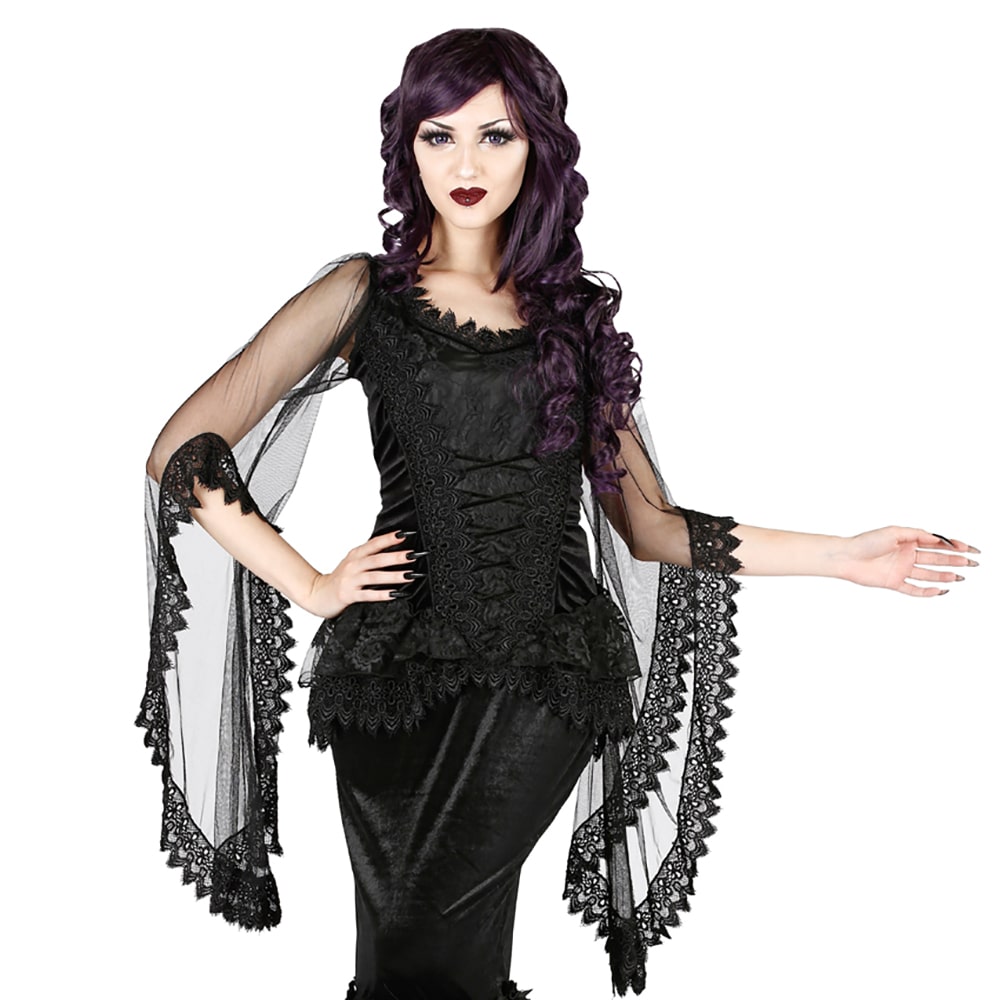 Priscilla Top mit herzförmigem Ausschnitt und Mesh-Ärmeln