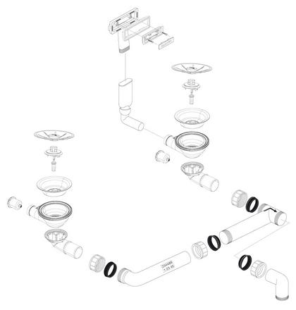 BLANCO Ablaufgarnitur 2 x 3½'' ohne Ablauffernbedienung Überlauf cover ...