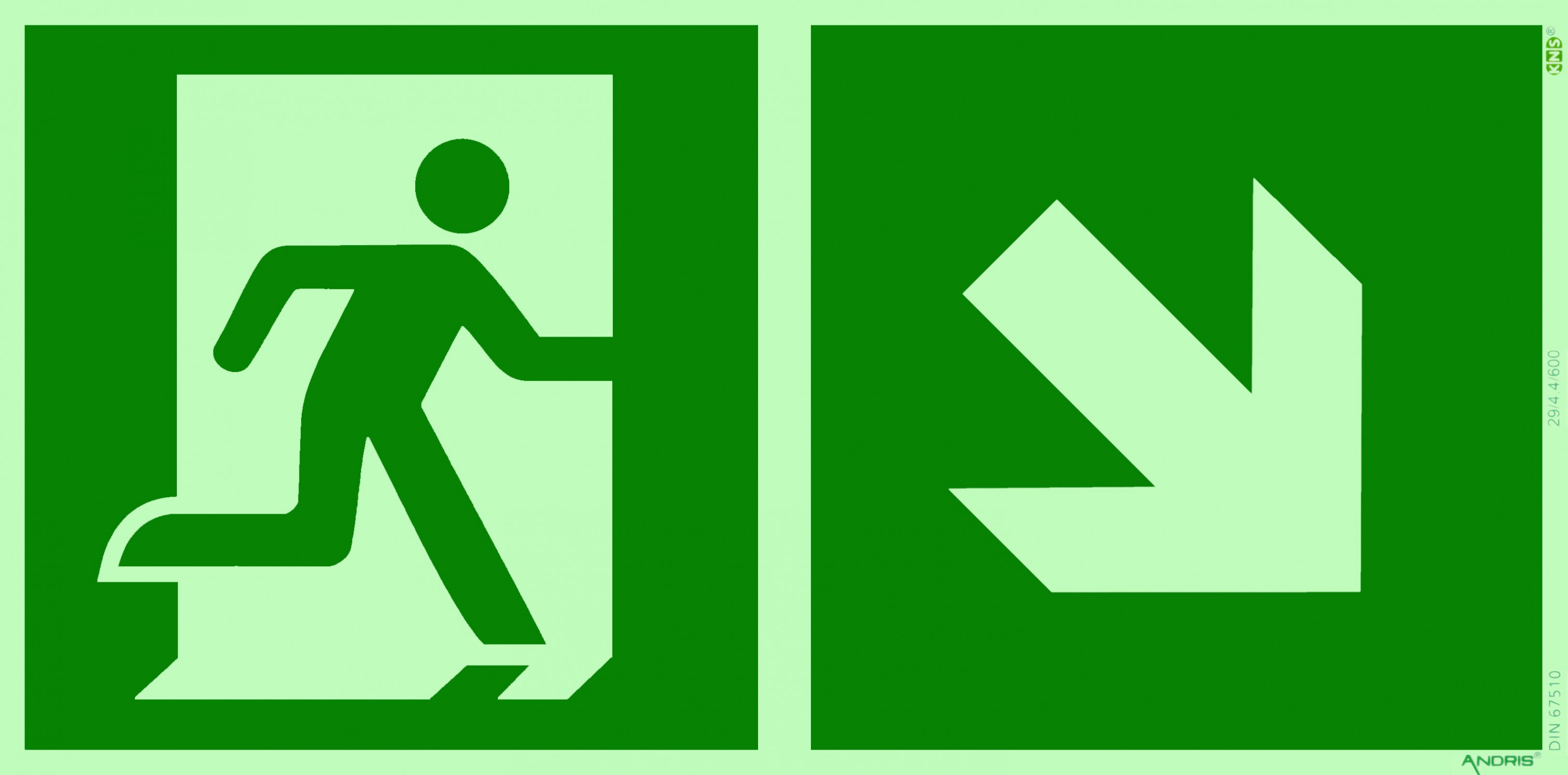 orig. ANDRIS® Marken-Piktogramm/Symbolschild Fluchtweg/Notausgang ...