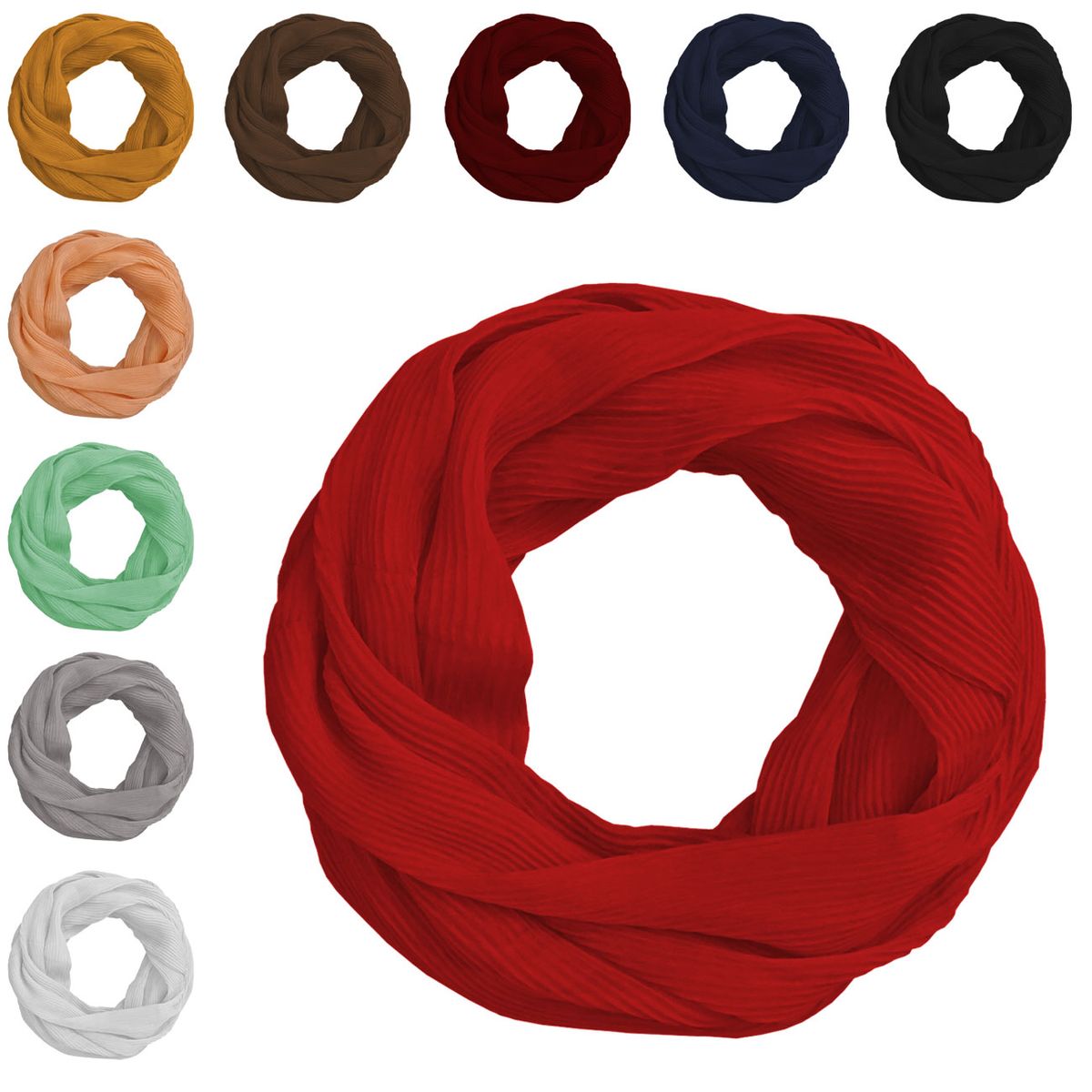 leichter Plissee Loopschal in vielen Farben Loop Halstuch Schal ...