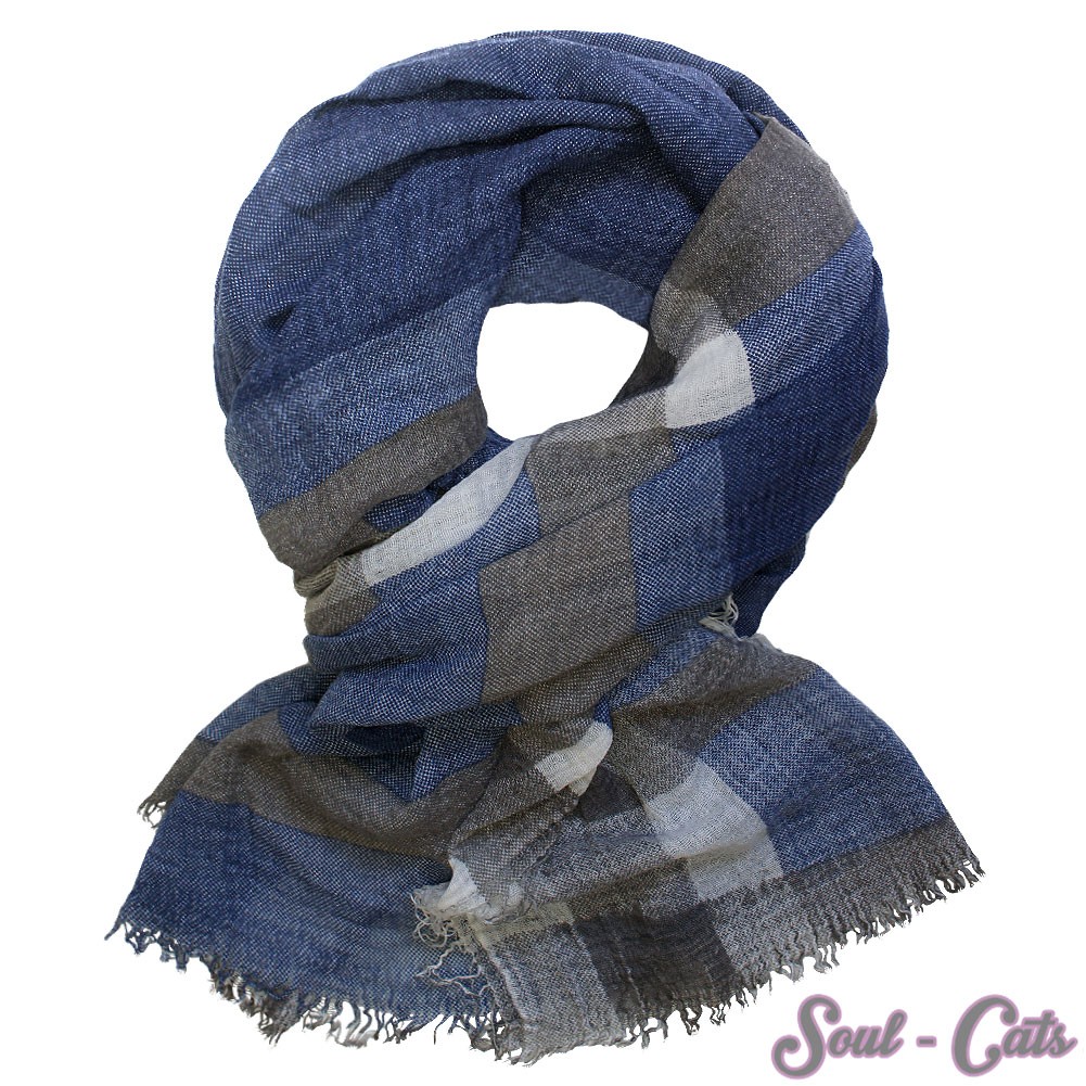 Halstuch blau meliert weiß braun Tuch Schal | SOUL-CATS | Schmuck und ...