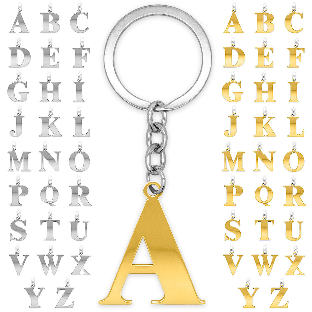 Buchstaben Schlüssel-Anhänger aus Edelstahl golden silbern Initialen A-Z | eBay