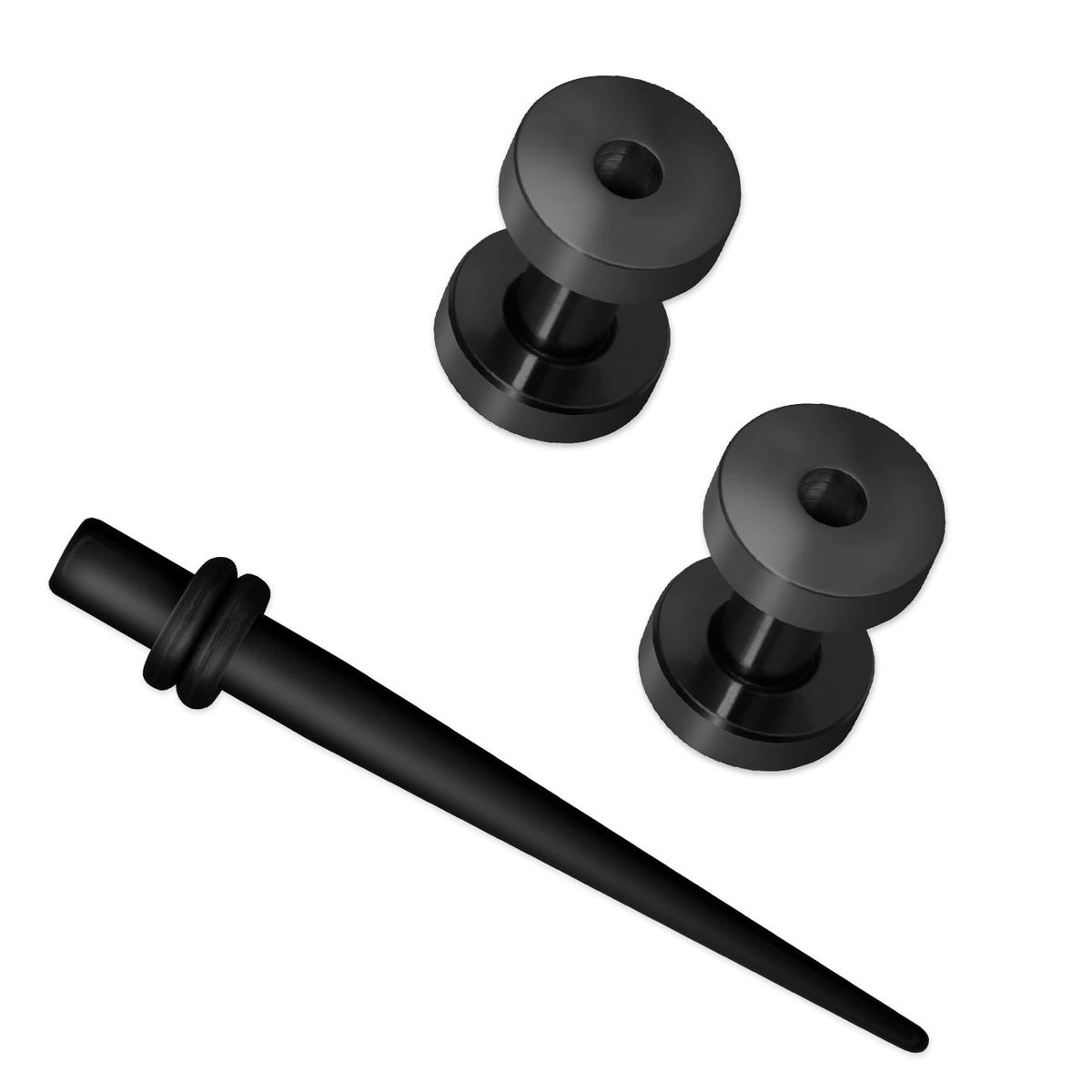Set Of 3 2 Stainless Steel Tunnels And 1 Acrylic Stretch Black Silver 2