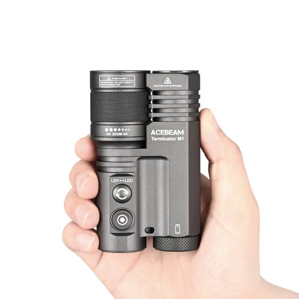 AceBeam LEP/LED Taschenlampe Terminator M1 Doppelkopf 3'500lm 1'600m 6'500K | SES Online Store