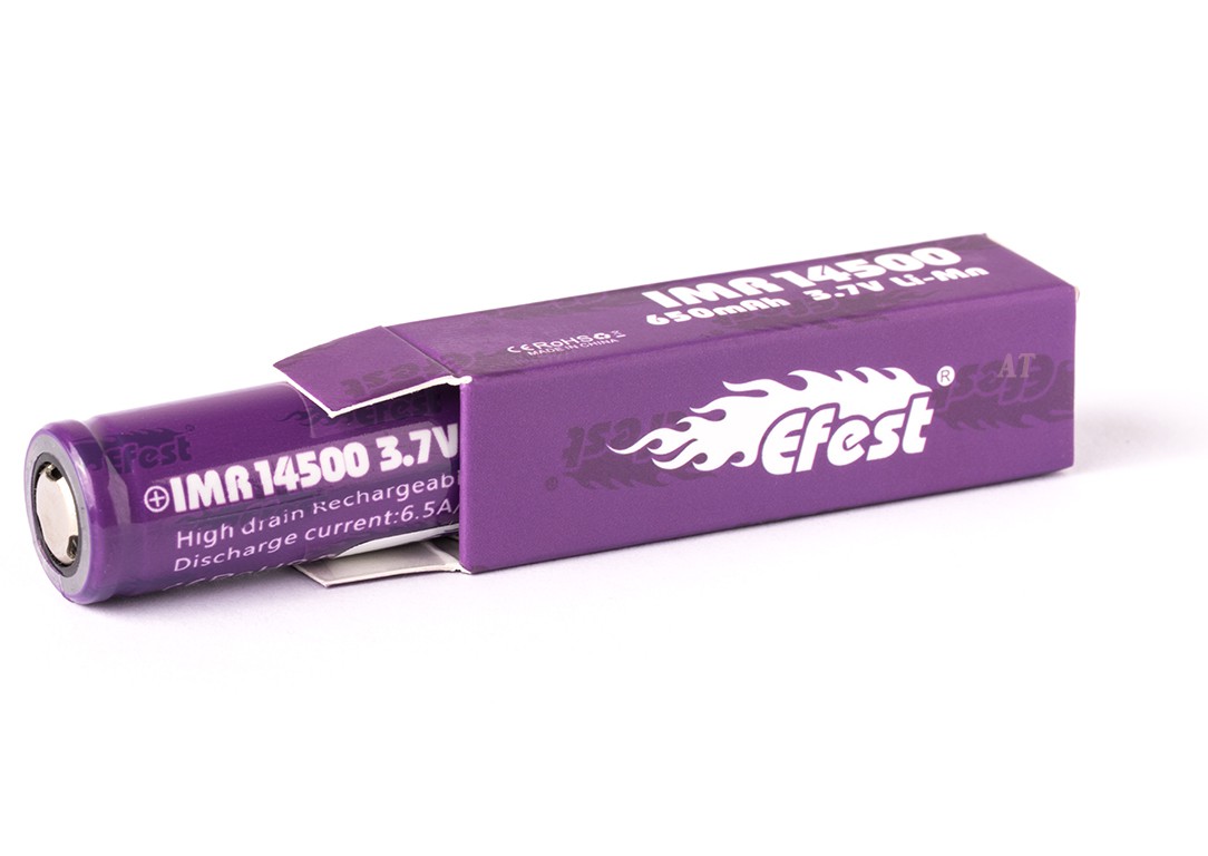 Efest IMR 14500 650mah 3,6v - 3,7v (positive pole Flat) Li-ion Battery ...
