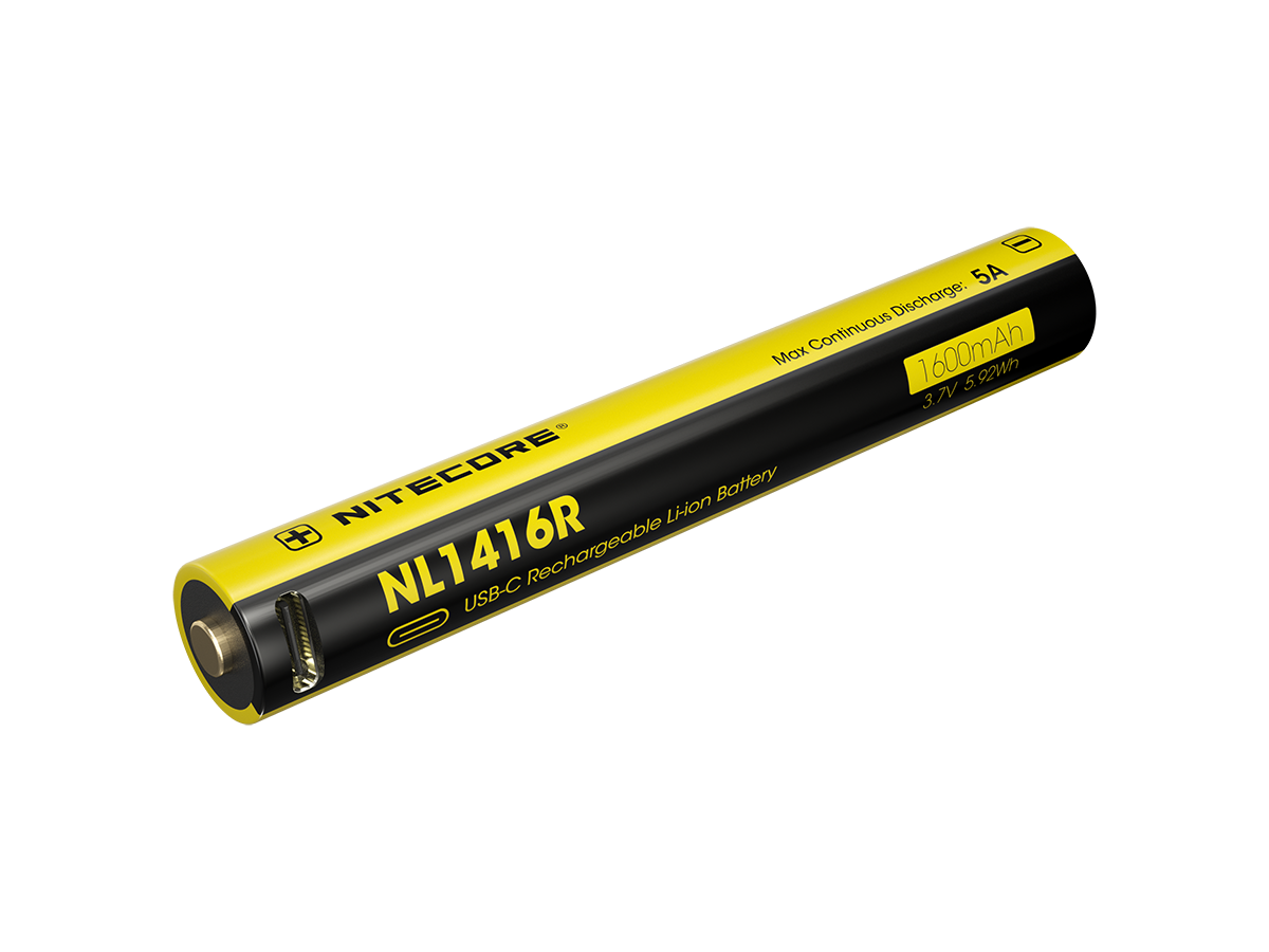 NiteCore NL1416R - 1600mAh, Li-Ionen 3,7V - PCB geschützt mit USB-C ...