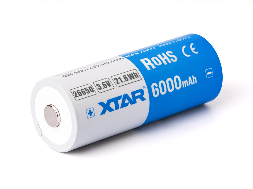 XTAR 26650 - 6000mAh, 3.6V - 3.7V Li-Ion Battery PCB Protected Max ...