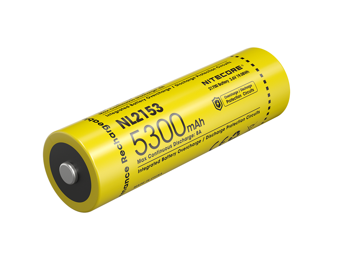 NiteCore 21700 NL2153 - 5300mAh, 8A, Li-Ion 3.6V - PCB protected ...