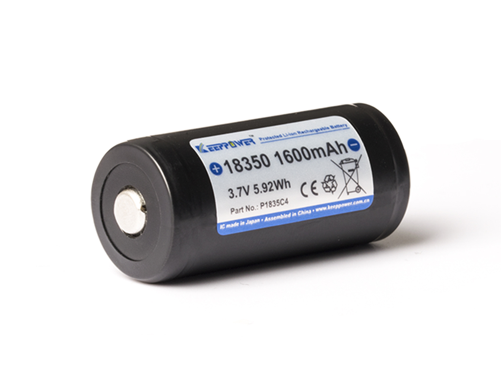 Keeppower 18350 - 1600mAh, 3,6V - 3,7V Li-Ionen-Akku PCB geschützt ...