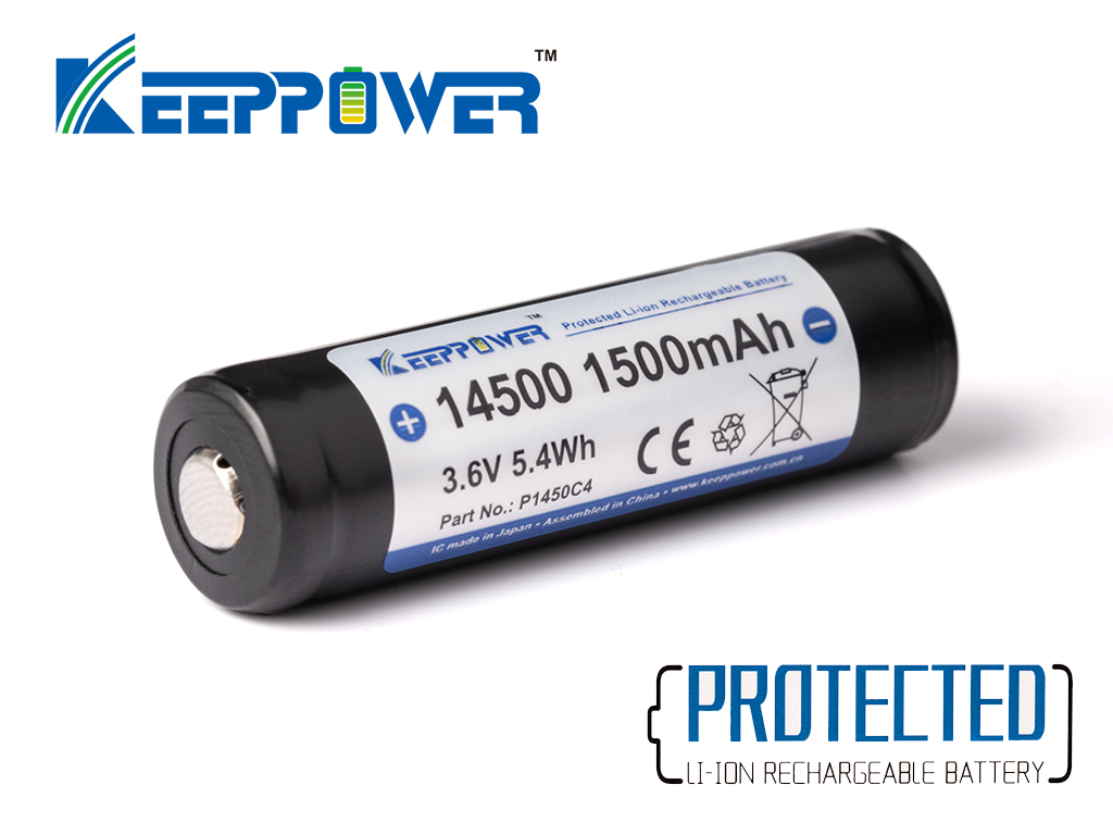 Keeppower 14500 - *1500mAh, 3,6V - 3,7V Li-Ion-Akku **PCB geschützt ...
