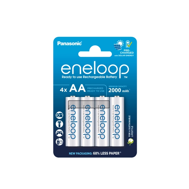 Eneloop Panasonic Ni-MH Akku 2000mAh AA 1,2V - 4er Blister BK-3MCDE/4BE ...