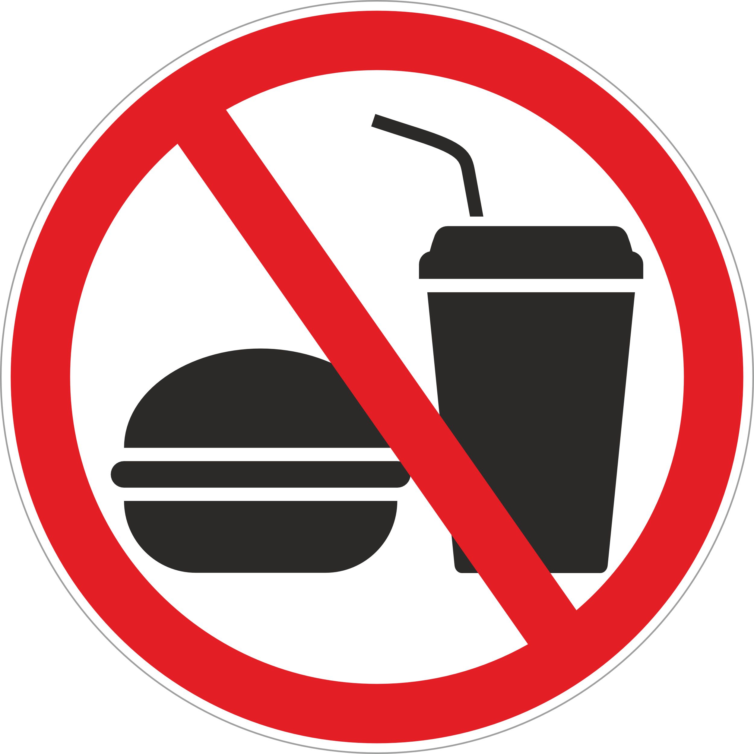 Essen und Trinken verboten Ø 95 mm Warn- Hinweis- und Verbotsschild ...