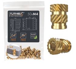 Ruthex M4 threaded insert – Rx-M4x8.1 - 50 pcs | 3D Prima - 3D-Skrivare ...