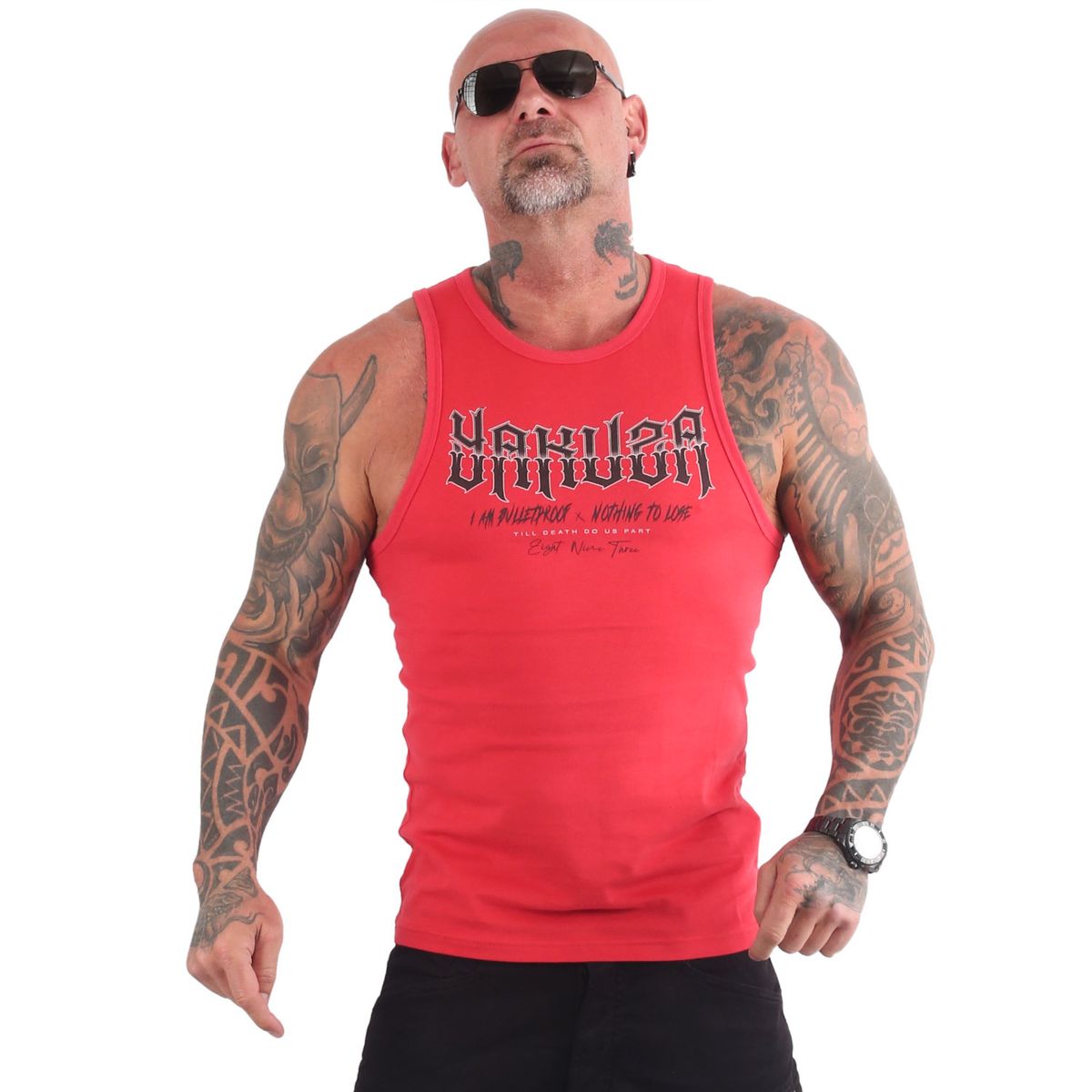 Yakuza Herren Bulletproof Tank Top Shirt ohne Arm Skull Print Slim Fit ...