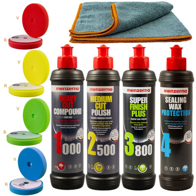 Menzerna komplettes Set 1000 2500 3800 Sealing Wax Pads in Politurfarbe ...