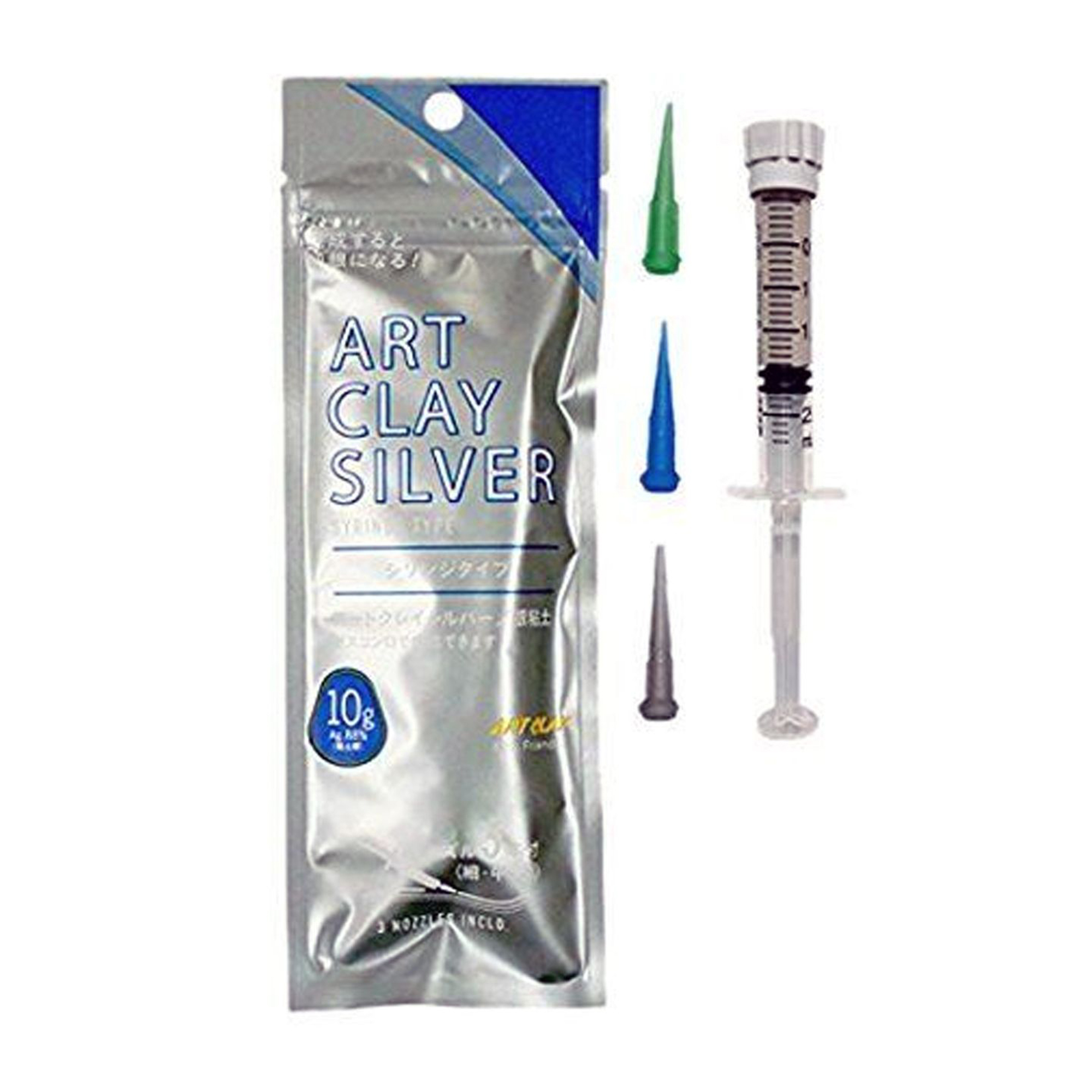 Art Clay Silver 10g Precious Metal Clay PMC Low Fire Syringe Paste Multi Nozzle, for Silver Clay ...