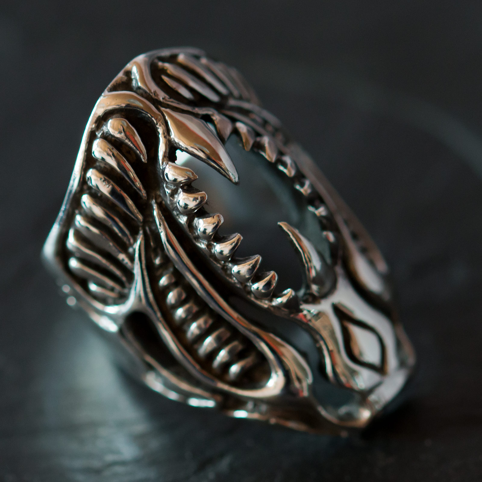 XL Design 925 Sterling Skull Ring - Alien Monster Fangs Rings Rings for ...