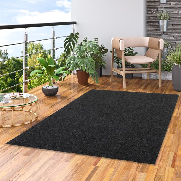 Kingston - tapis type gazon artificiel – pour jardin, terrasse, balcon - anthracite