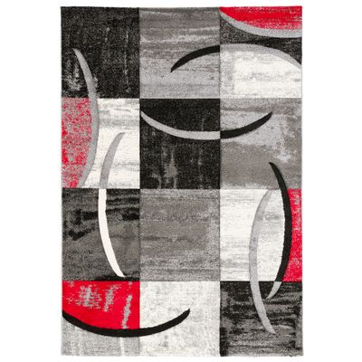 Designer Teppich Brilliant Rot Grau Verlauf