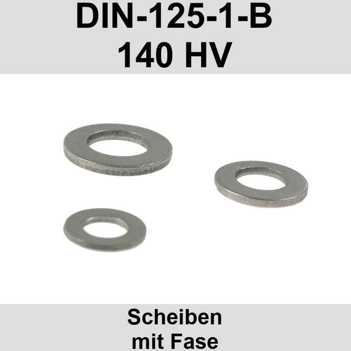 DIN 125 M82 Stahl 140 HV Form B Scheiben, mit Fase (gestanzt) DIN 125 Stahl 140 HV B 82 - 20 Stück