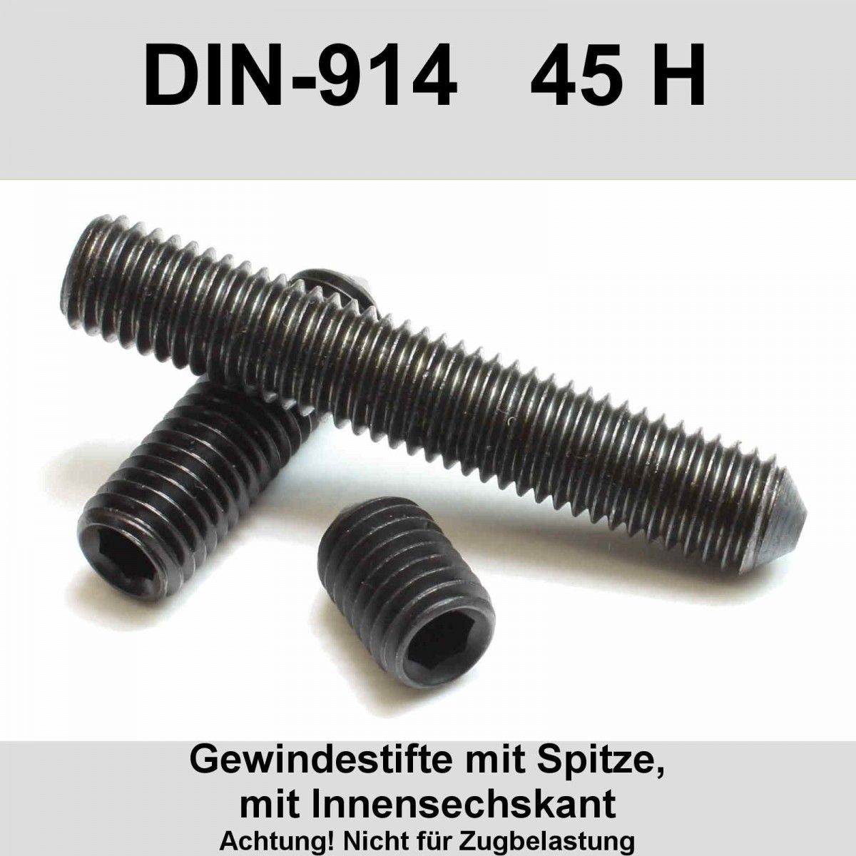Gewindestifte M24x80 DIN 914 45 H mit Spitze Innensechskant 20 Stück