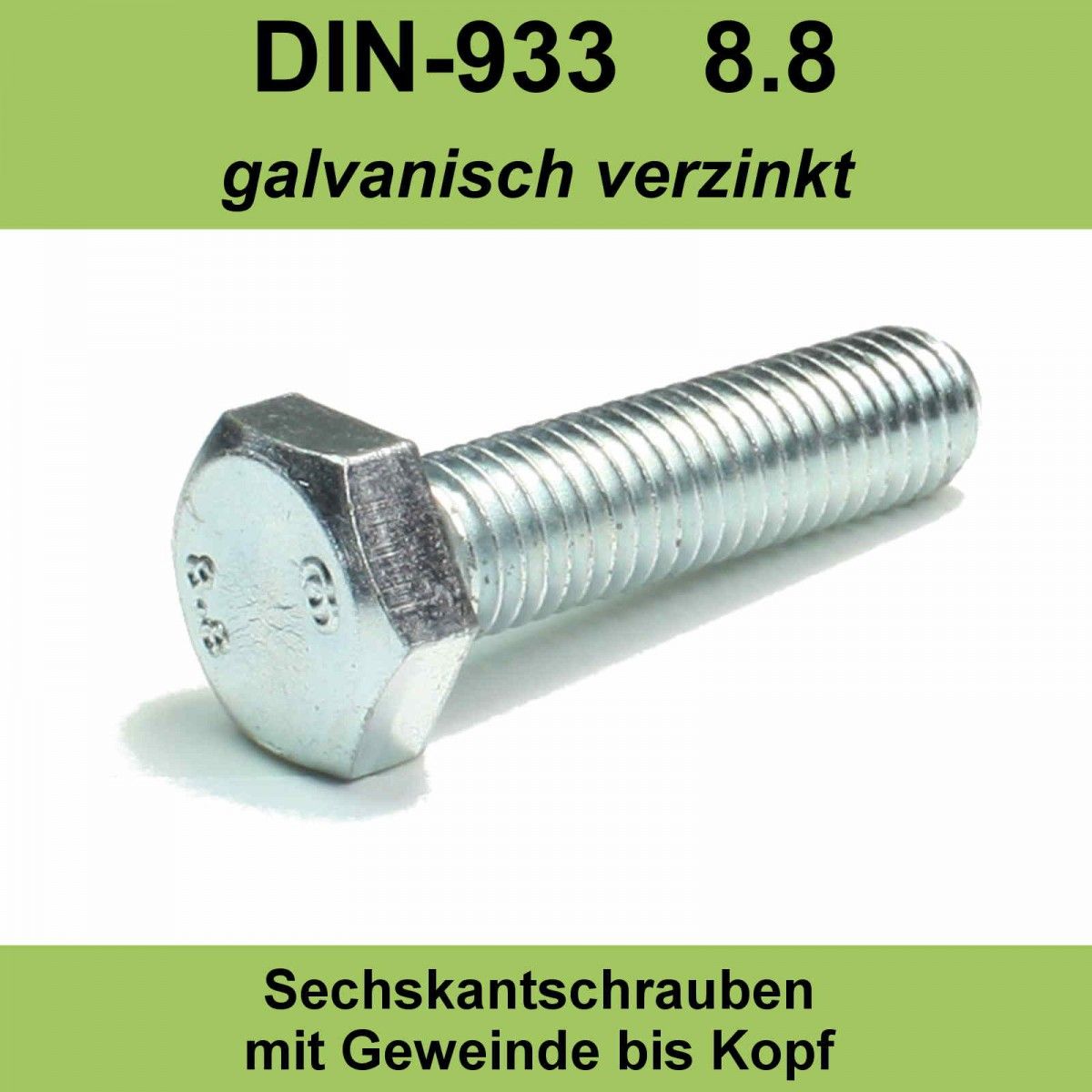 M10 DIN 933 8.8 Sechskant Schrauben verzinkte Maschinen ...