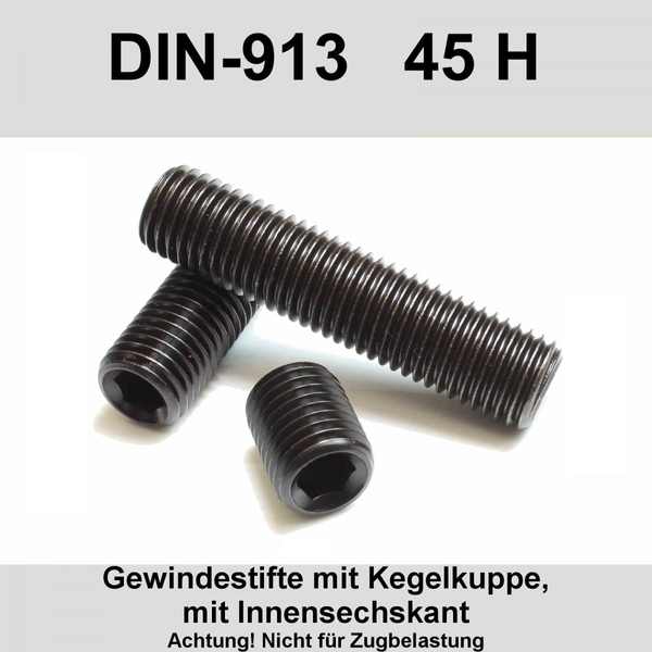 M3 DIN 913 45H Gewindestifte Kegelkuppe Innensechskant Madenschrauben Stahl M3x | eBay