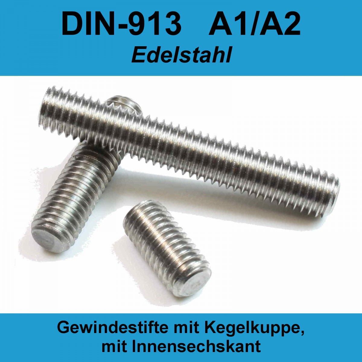 M6 DIN913 A2 Edelstahl Gewindestifte Kegelkuppe Innensechskant Madenschraube M6x | eBay