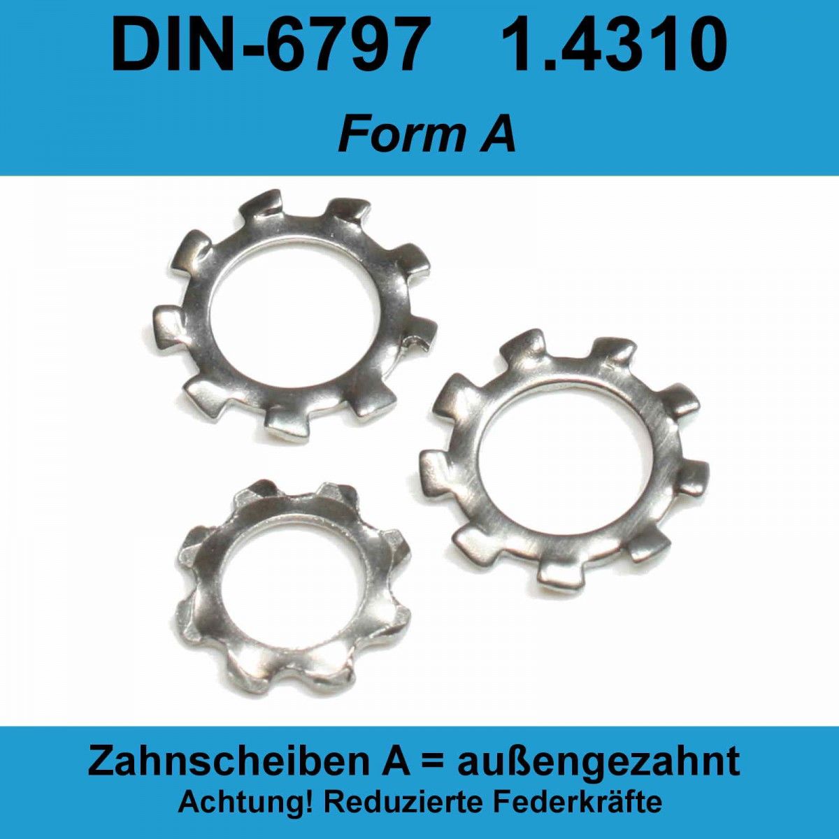 4,3 DIN 6797 Zahnscheiben A2 Edlestahl Form A außengezahnte AZ Federstahl f. M4 | eBay