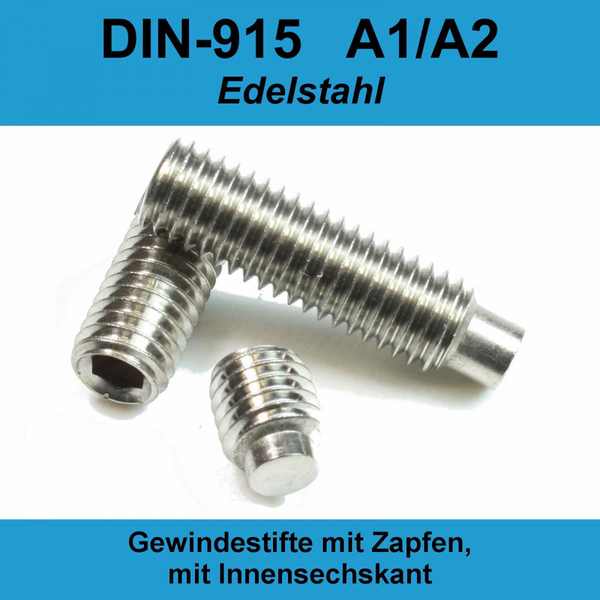 M6 DIN 915 A2 Gewindestifte Zapfen Edelstahl Innensechskant Madenschrauben M6x | eBay