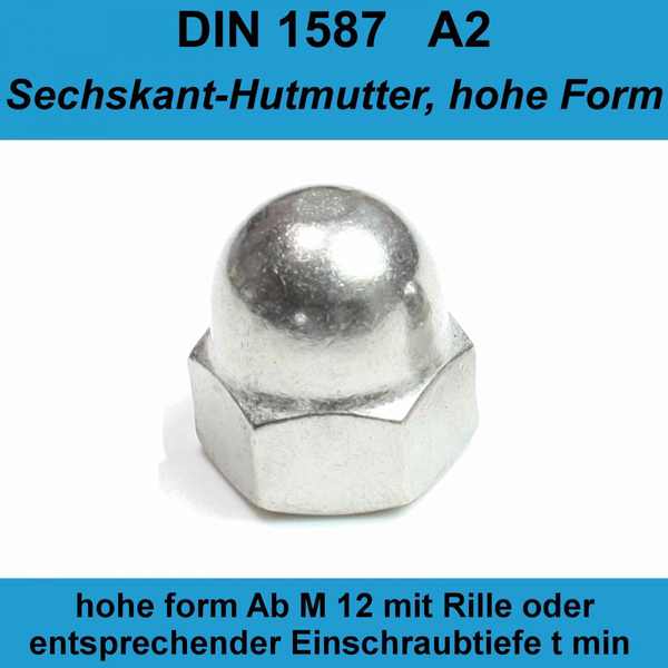 M8 DIN 1587 Hutmuttern Sechskantmuttern A2 Edelstahl V2A VA hohe Form 20-500 St. | eBay
