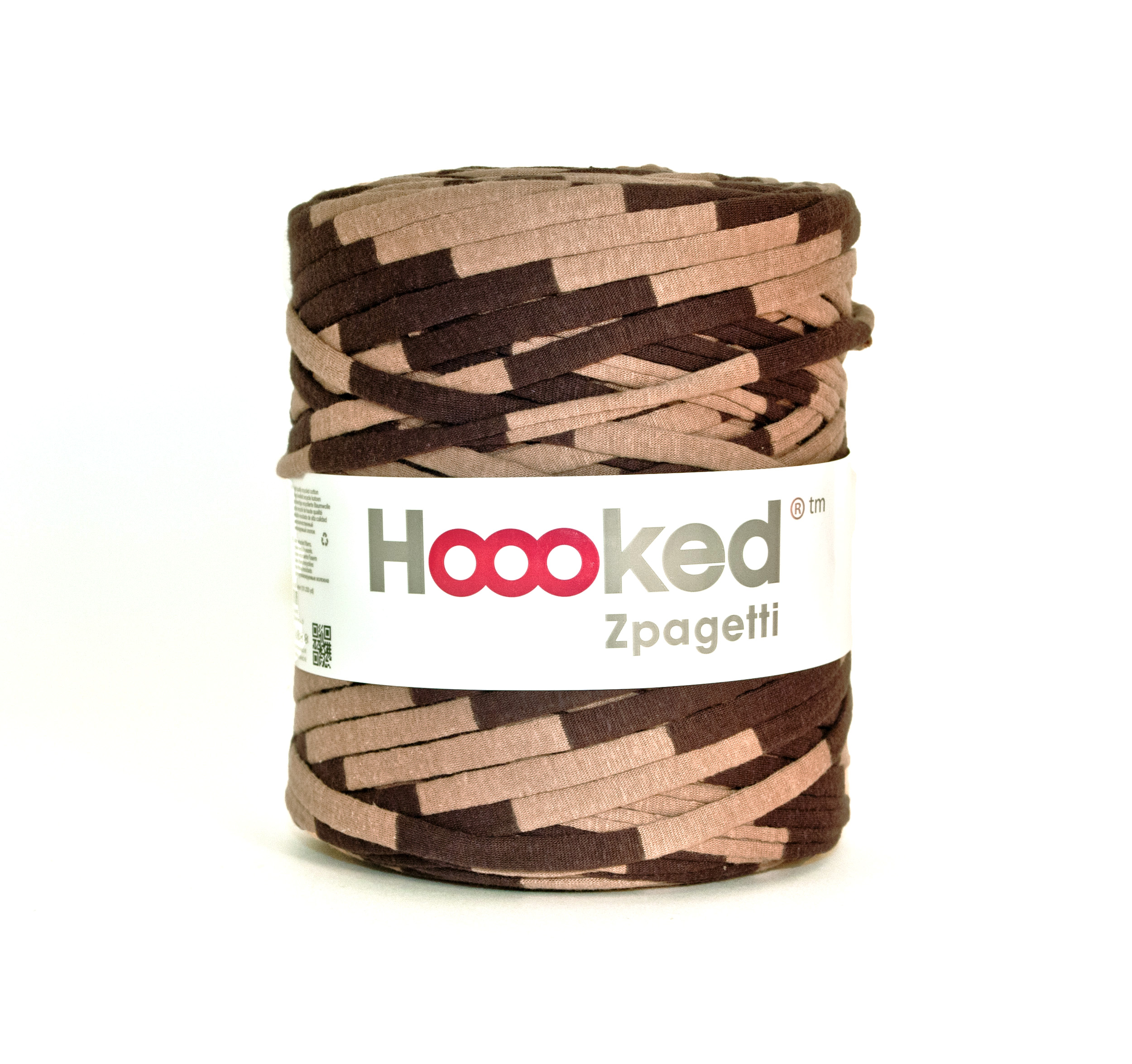 Hoooked Zpagetti Garn braun beige gestreift