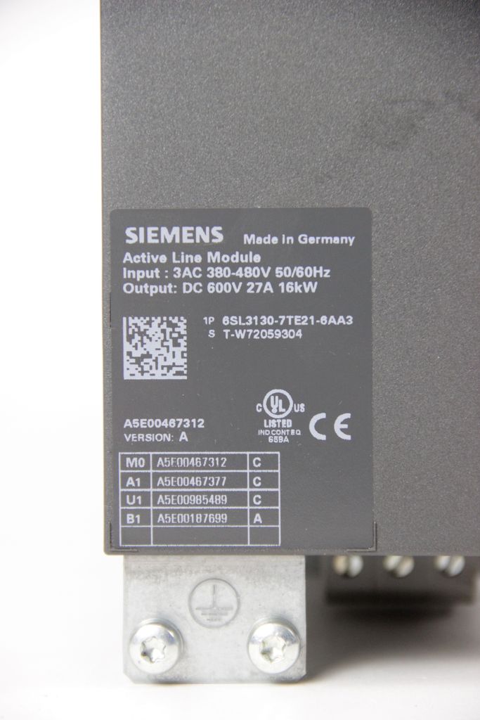 SIEMENS Sinamics 6SL3130-7TE21-6AA1 S120 Active Line Module 16 Kw Verse ...