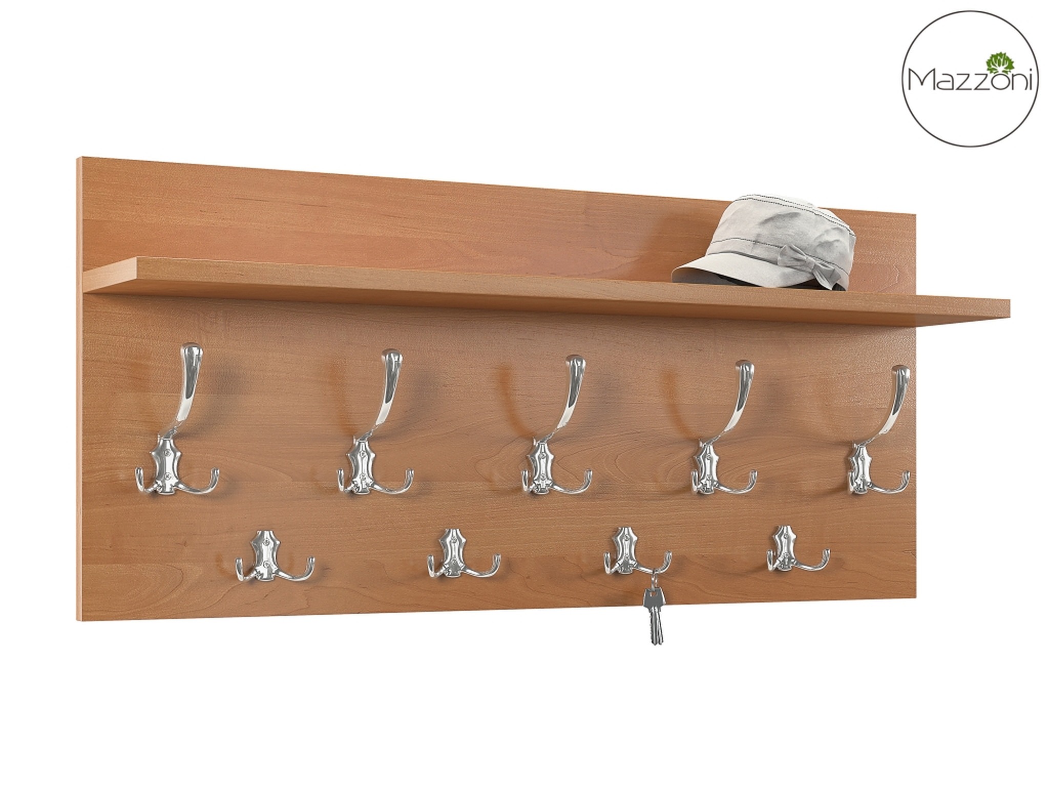 Design Garderobe Garderobenpaneel 90 x 40 cm Erle - Edelstahloptik mit ...