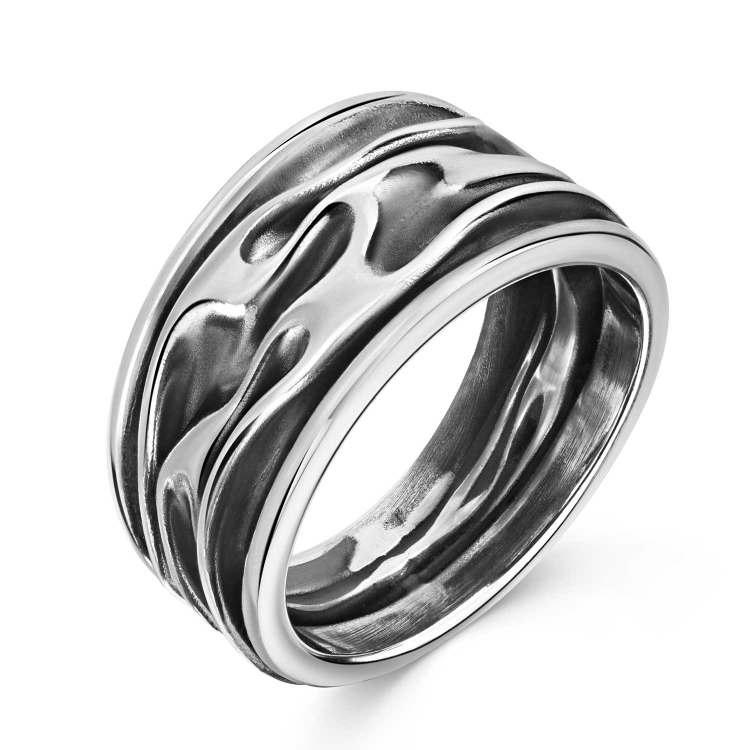 Damen Ring Silber 925 Antik mit Wellenmotiv massiv Materia Schmuck