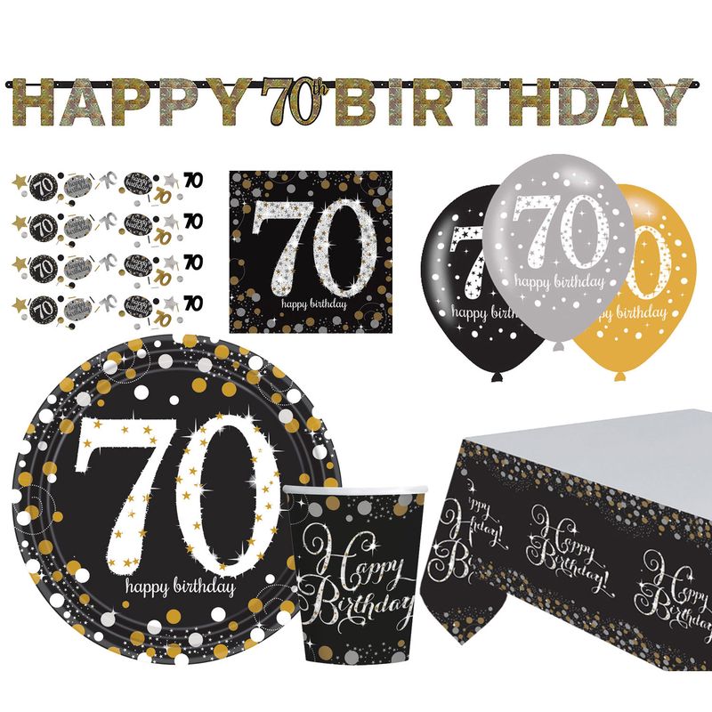 Zahl 70 Sparkling Celebrations Gold Partyset 41-teilig | playflip.de
