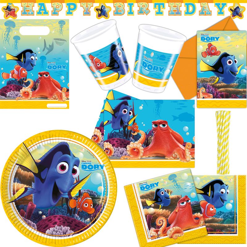 Findet Dorie | Findet Nemo Geburtstag Deko XXL Partyset zum ...