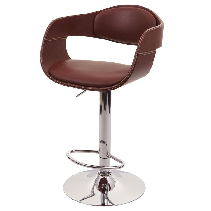 Barhocker HWC-A47b, Retro-Design, Holz Kunstleder - braun | Swisshandel24