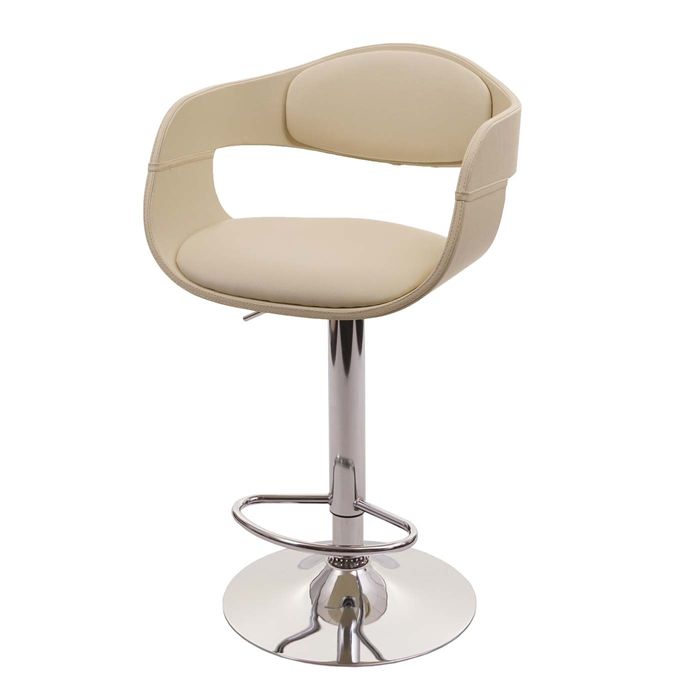 Barhocker HWC-A47b, Retro-Design, Holz Kunstleder - creme | Swisshandel24