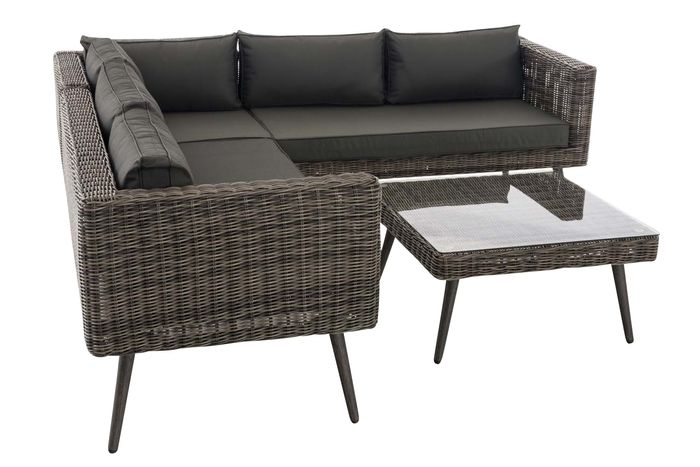 Eck-Loungeset Molde Rundrattan grau-meliert 40 cm (Dunkelgrau ...