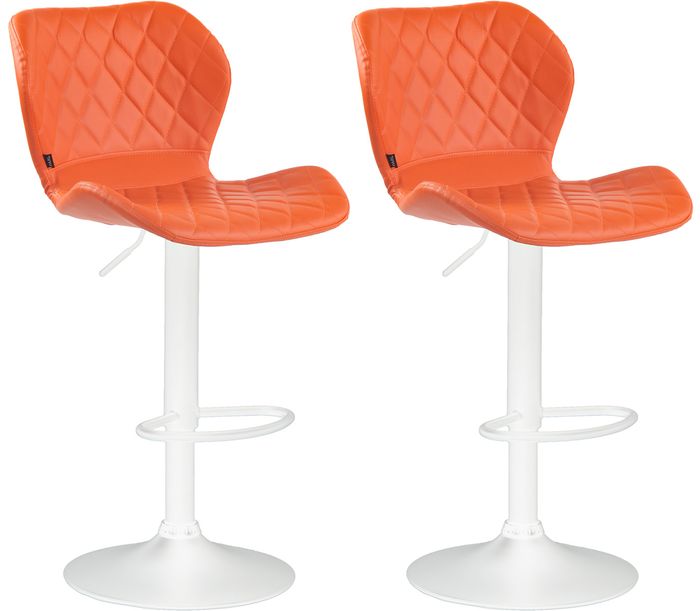 2er Set Barhocker Cork Kunstleder weiss, orange | Swisshandel24