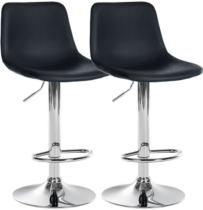 2er Set Barhocker Divo Kunstleder chrom, schwarz | Swisshandel24
