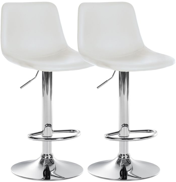 2er Set Barhocker Divo Kunstleder chrom, weiss | Swisshandel24