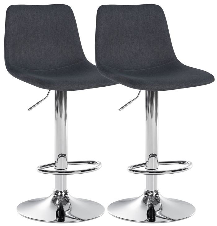 2er Set Barhocker Divo Stoff Chrom, dunkelgrau | Swisshandel24