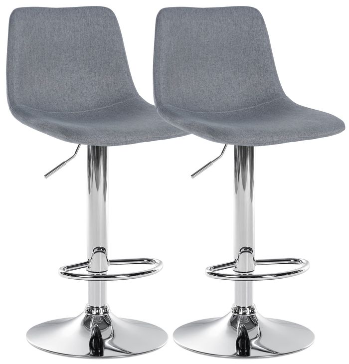2er Set Barhocker Divo Stoff Chrom, grau | Swisshandel24