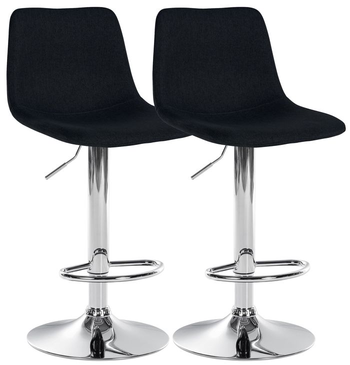 2er Set Barhocker Divo Stoff Chrom, schwarz | Swisshandel24