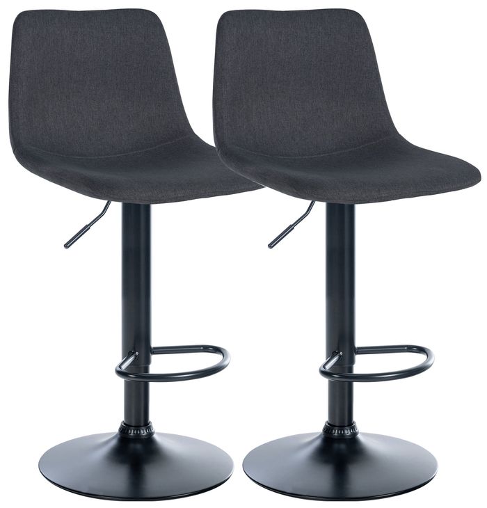 2er Set Barhocker Divo Stoff Schwarz, dunkelgrau | Swisshandel24